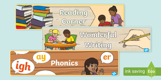 Rustic Classroom Banners Literacy (teacher made)