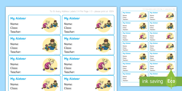 Aistear Labels (teacher made)