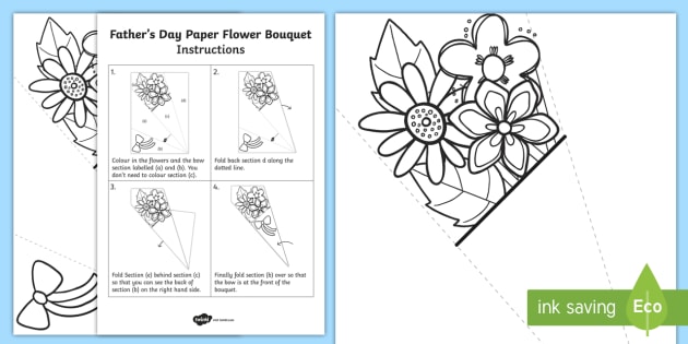 Father's Day Paper Flower Bouquet Colouring Activity