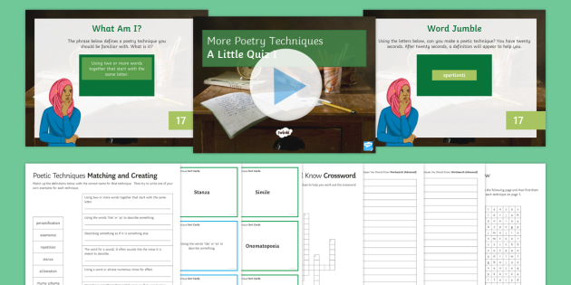GCSE Six Fun Activities for Learning Poetry Techniques Activity Pack
