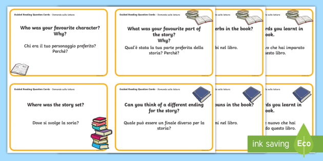 Guided Reading Question Cards English/Italian - Guided Reading Question ...