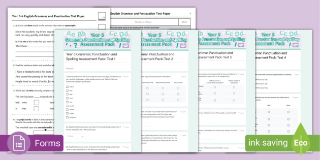Year 5-6 Grammar and Punctuation Assessment Pack