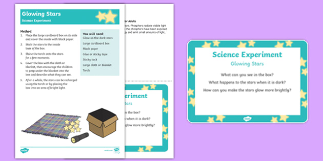 EYFS Glowing Stars Science Experiment and Prompt Card Pack