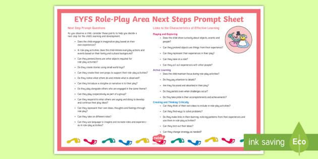 * NEW * EYFS Role-Play Area Reception FS2 Next Steps Prompt Poster - prompt