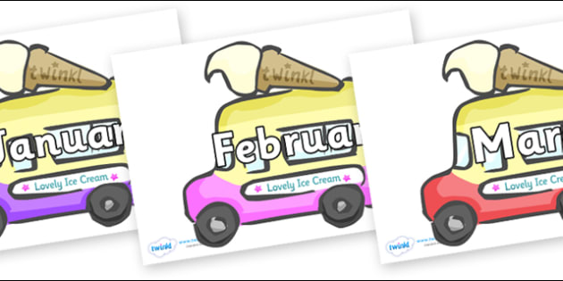 Months of the Year on Ice Cream Vans (Teacher-Made)