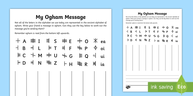 Ancient Irish Writing Ogham Message Worksheet | Twinkl