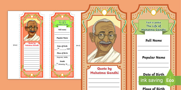 Bookmark of Mahatma Gandhi (teacher made)