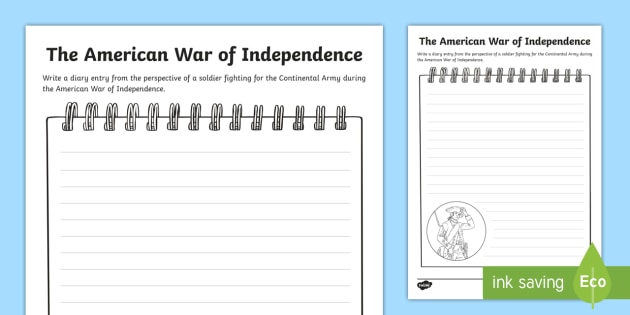 The American War of Independence Diary Writing Worksheet