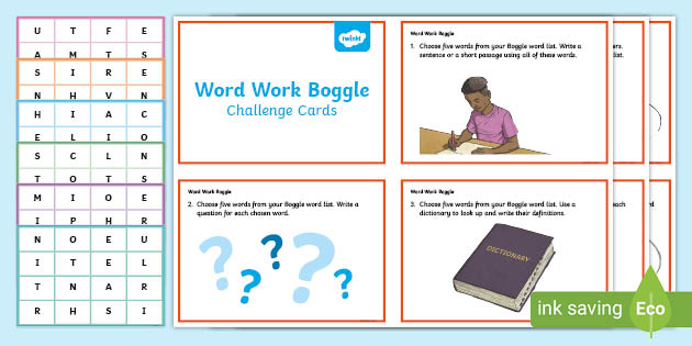 Word Work Boggle Challenge Cards for Year 5/6 | Spelling