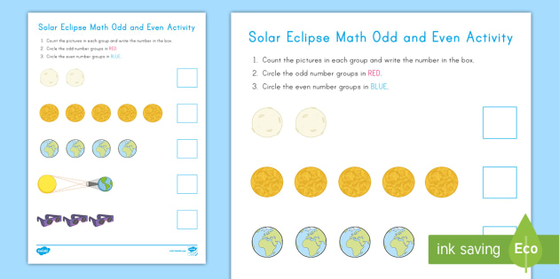Solar Eclipse Math Odd and Even Worksheet / Worksheet