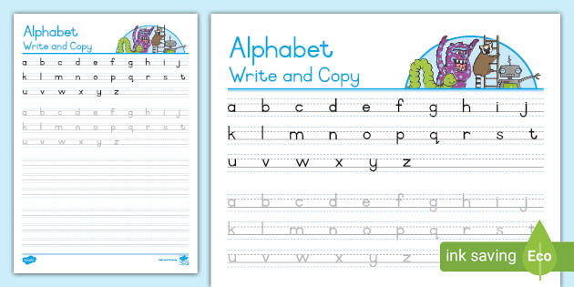 Handwriting Practice Worksheet Alphabet Write And Copy