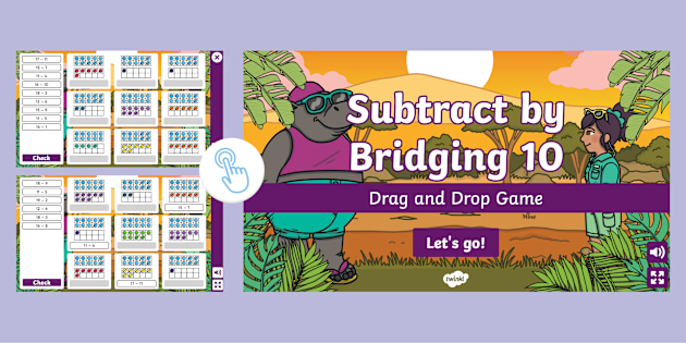 Subtract by Bridging 10 KS1 Maths Drag and Drop Game
