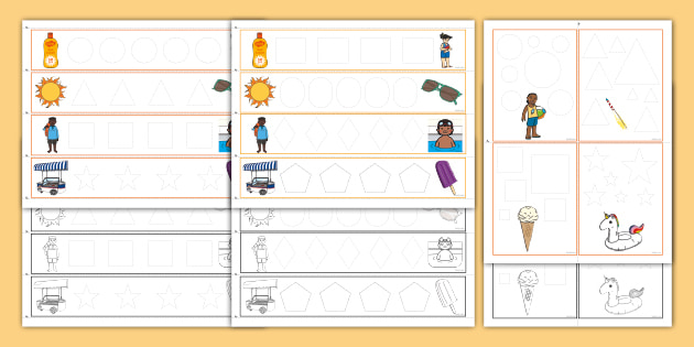Summer Shape Tracing Cards | Twinkl Resources USA