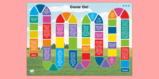 Three-Digit Numbers and Tens Word Problem Board Game