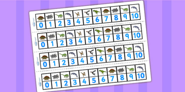 FREE! - Realistic Dinosaurs Number Track 0 10 (teacher made)