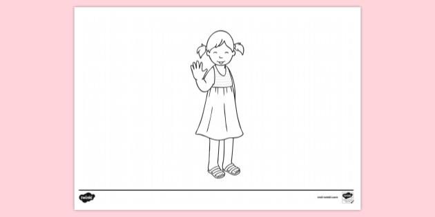 FREE! - Girl Waving Colouring Sheet | Colouring Sheets