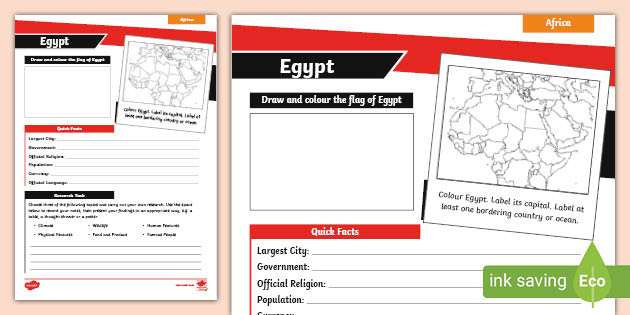 KS2 Egypt Research Activity - Geography - Twinkl
