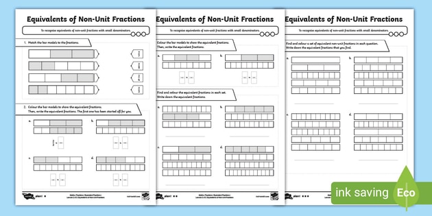 👉 Equivalents of Non-Unit Fractions: Differentiated Maths Activity Sheet