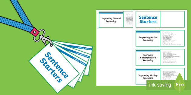 Lanyard Sized KS2 Sentence Starters Cards (teacher made)
