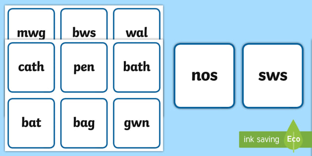 Geiriau Allweddol Glas Cardiau Fflach (teacher made)