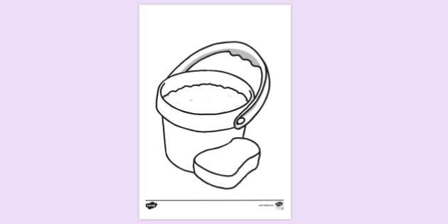 FREE! - Bucket and Sponge Colouring | Colouring Sheets