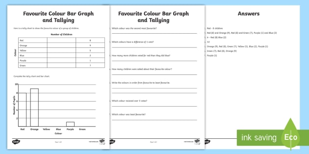 Favourite Colour Bar Graph and Tallying Worksheet / Worksheet