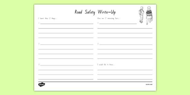 New Zealand Road Safety Week Write Up Worksheet