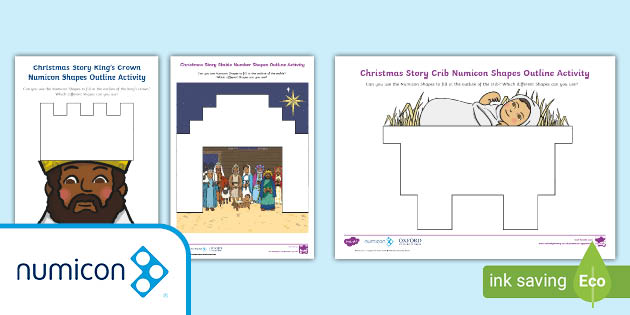 👉 Christmas Story Numicon Shape Outline Activities Resource