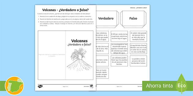 Ficha de actividad: Volcanes - ¿Verdadero o falso?