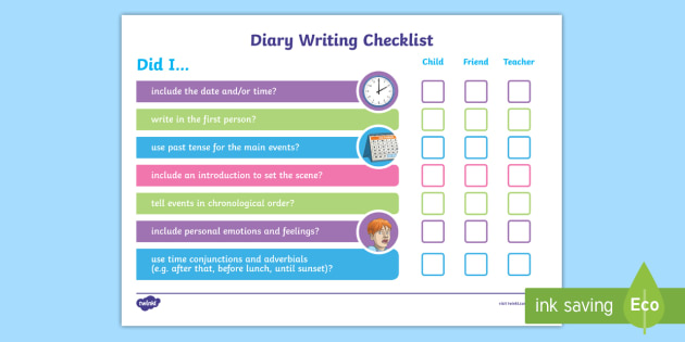 Diary Writing Checklist Primary Resources KS2
