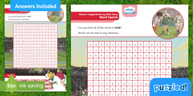 Women's Rugby World Cup 2022 Teams Word Search - AL - Kids