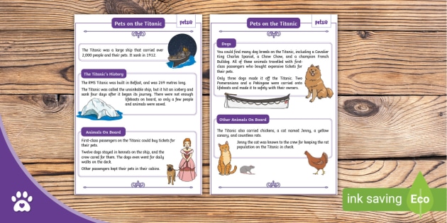 Pets on the Titanic - KS1 Fact Sheet - Dogs - Twinkl Pets