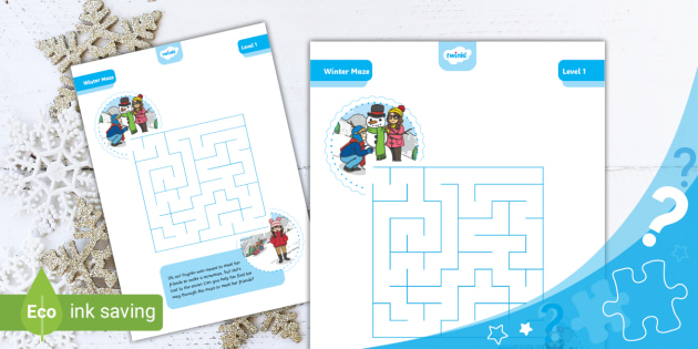 Winter Maze Puzzle - Level 1 - Kids Puzzles - Twinkl