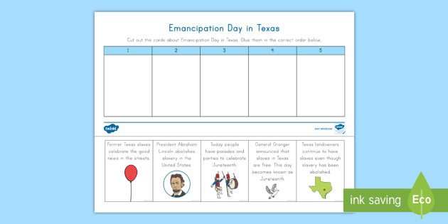 Texas Emancipation Day Sequencing Activity