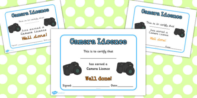 FREE! - Camera License - camera license, license, camera photos, photo ...