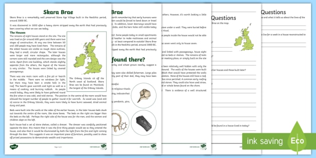 Skara Brae Differentiated Reading Comprehension Activity - skara