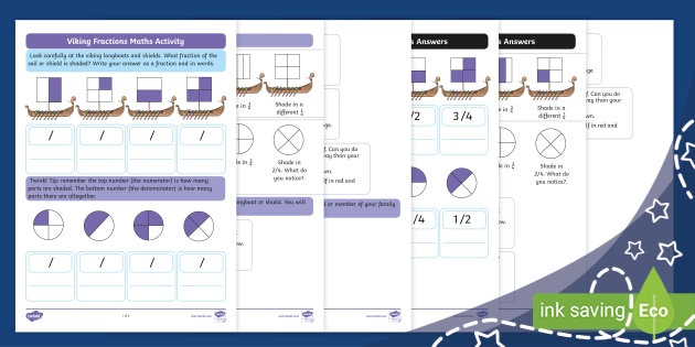 Viking Fractions Maths Activity (Ages 5 - 7) (Teacher-Made)
