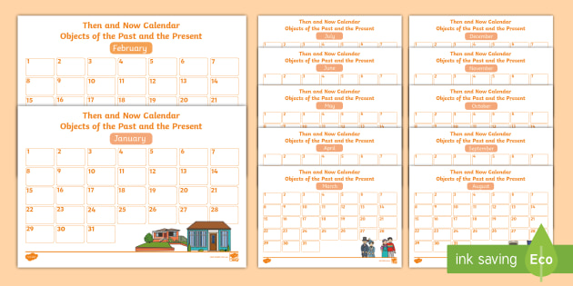 Then and Now Calendar Objects of Past and Present | Twinkl