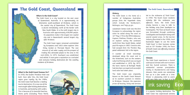 Gold Coast Fact File (teacher made)
