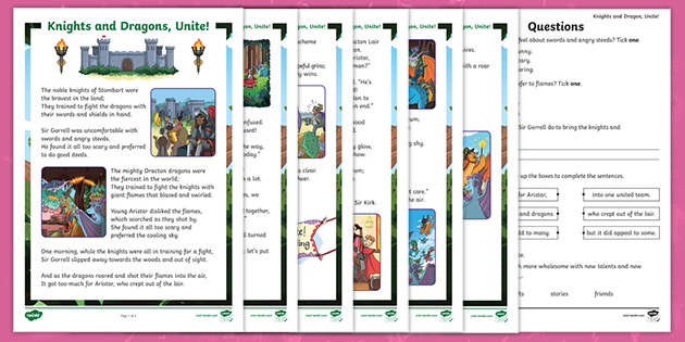 Year 2 Knights and Dragons, Unite! Reading Comprehension