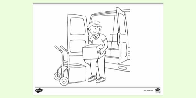 FREE! - FREE! - Printable Delivery Van Colouring Sheet