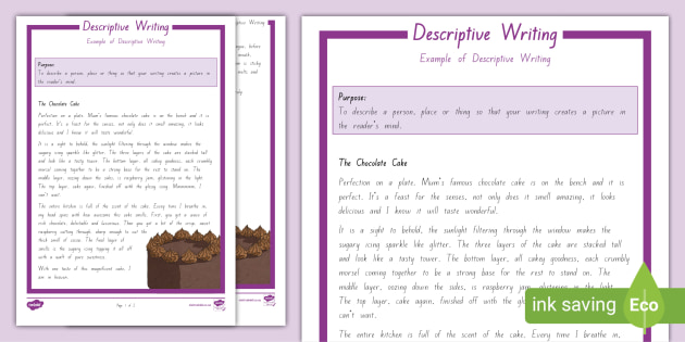 Level 3 Writing - Descriptive Writing Exemplar