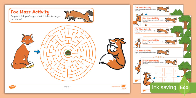 FREE! - Fox Maze Activity Worksheets (teacher made)