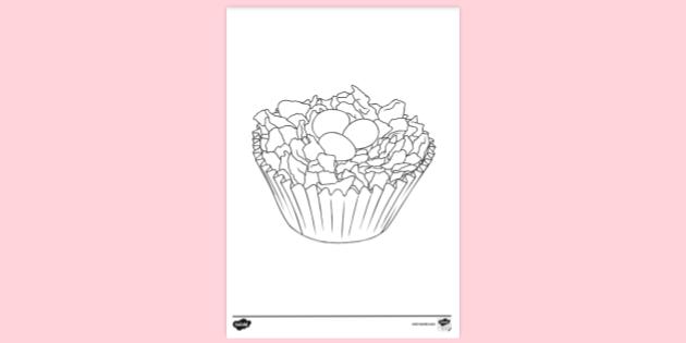 FREE! - Easter Cornflake Bun Colouring Sheet - Twinkl