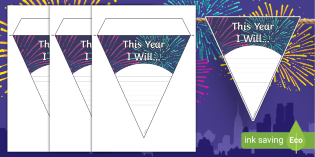 This Year I Will... Display Bunting (teacher made)