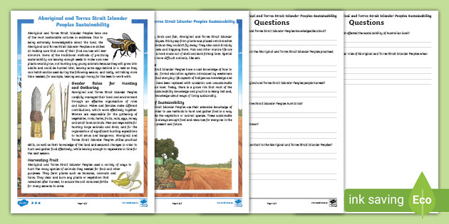 Aboriginal Sustainability Differentiated Reading Comprehension