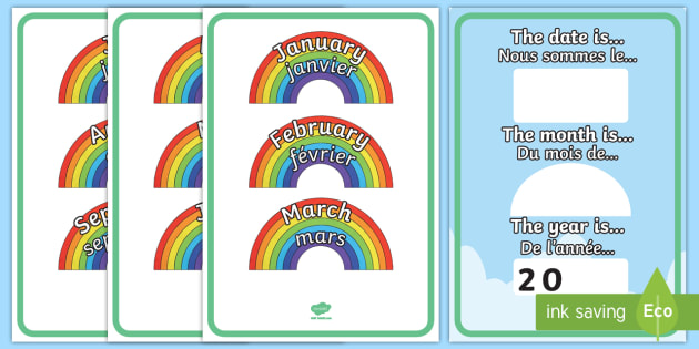 Month and Year Rainbow Display Poster English/French - Month and Year ...