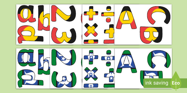 Aboriginal and Torres Strait Islander Flags Themed Display Lettering