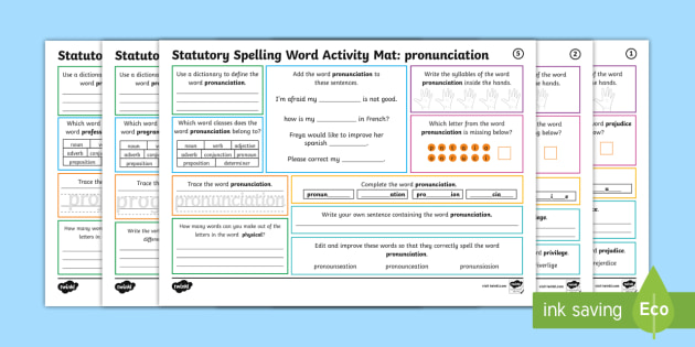 Year 5 and 6 Statutory Spelling Words Activity Mat Pack 15