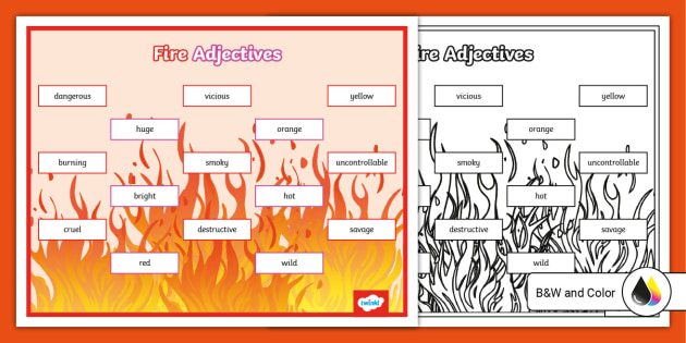 Fire Adjectives Vocabulary Mat (teacher made)